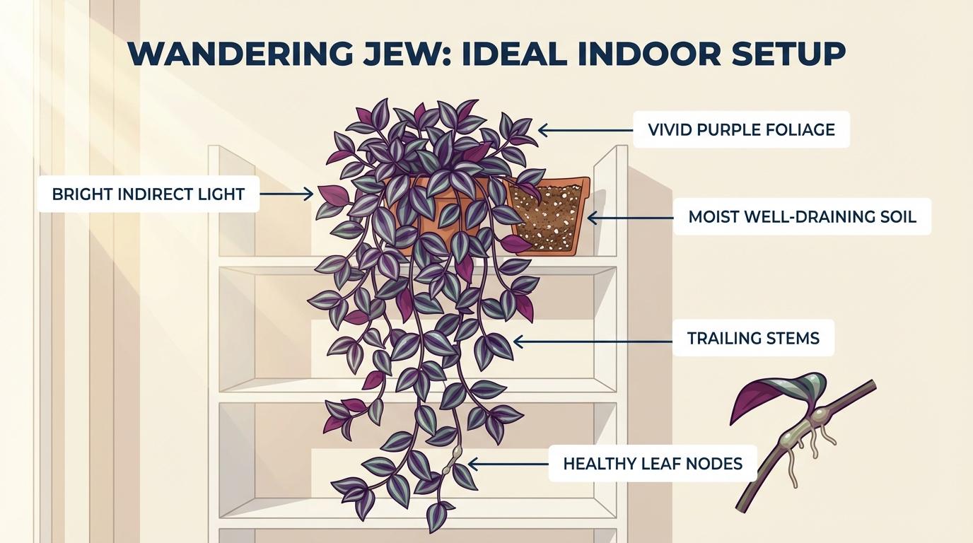 Growing Wandering Jew Indoors: Room-by-Room Guide (2026)